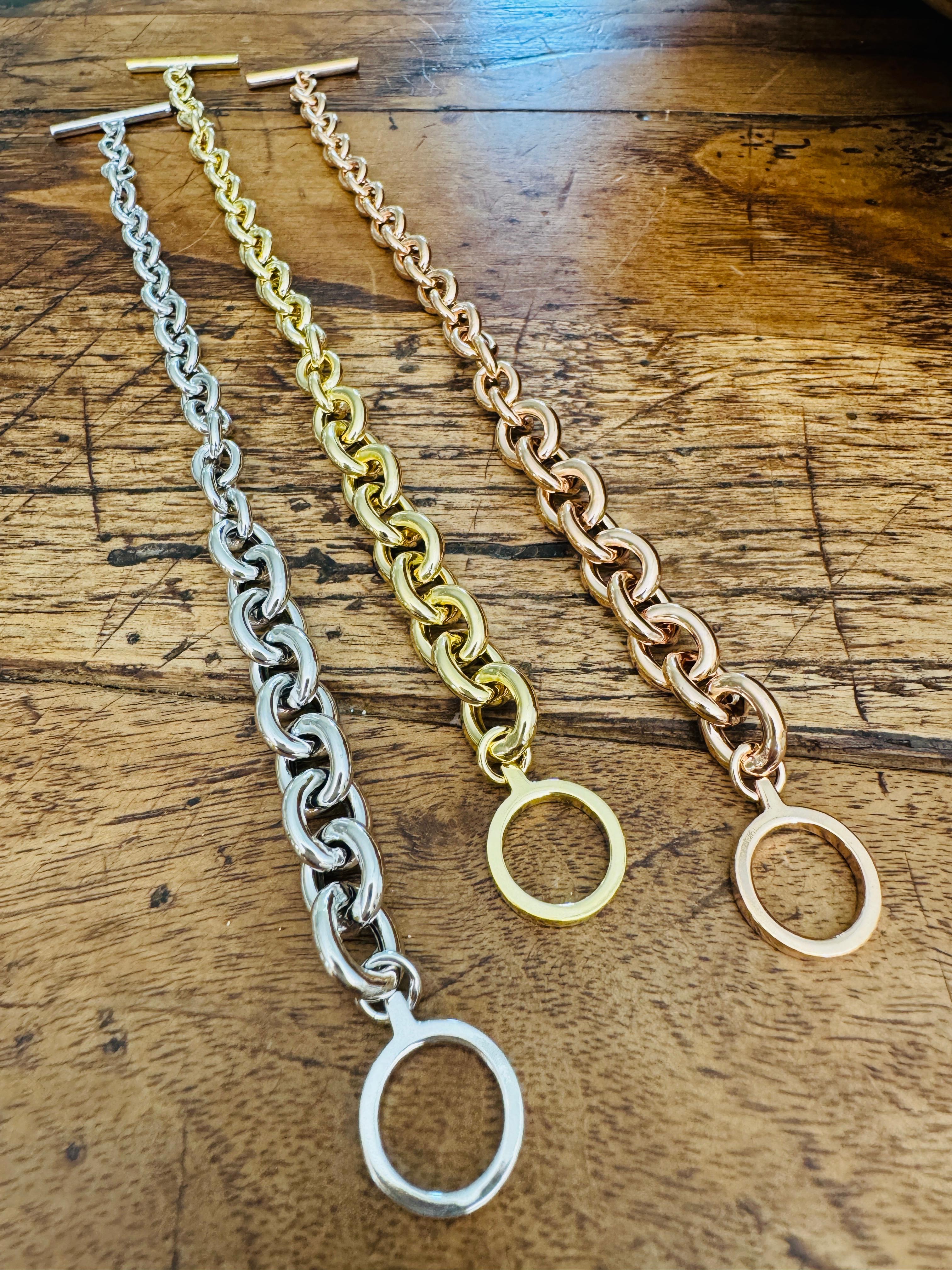 Italian Graduated Status Curb Bracelet with Toggle Clasp *Final Sale*