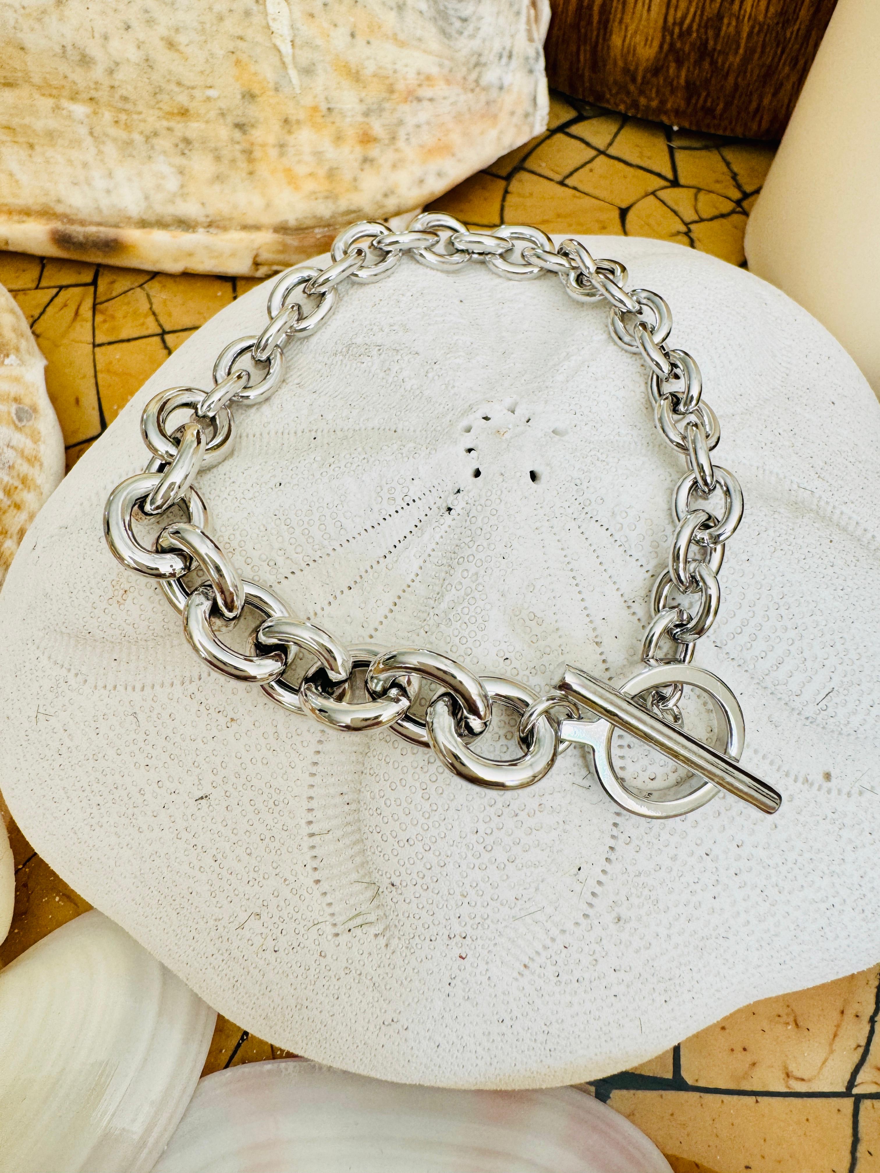 Italian Graduated Status Curb Bracelet with Toggle Clasp *Final Sale*