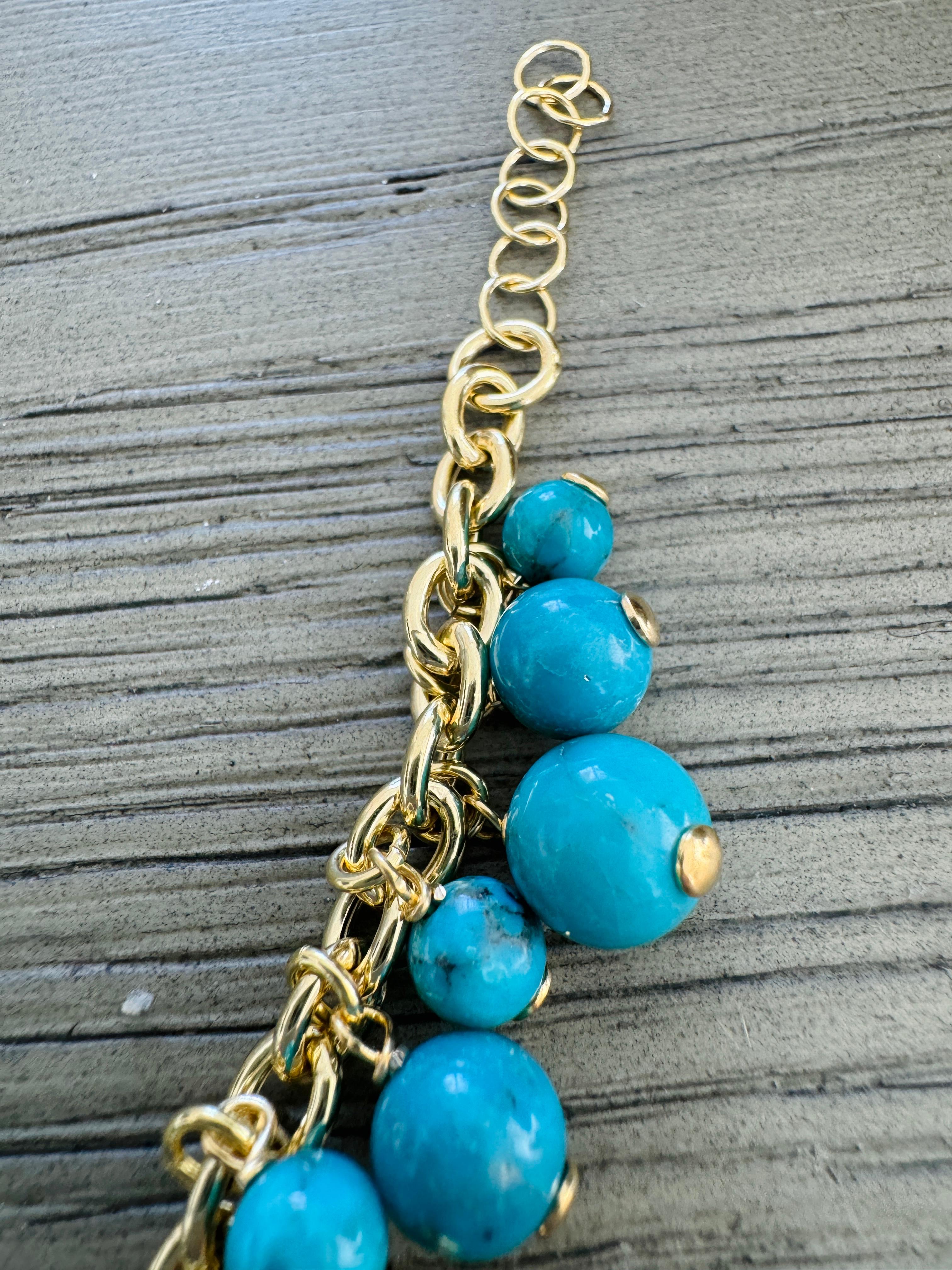 Italian Handmade Turquoise Waterfall Charm Bracelet