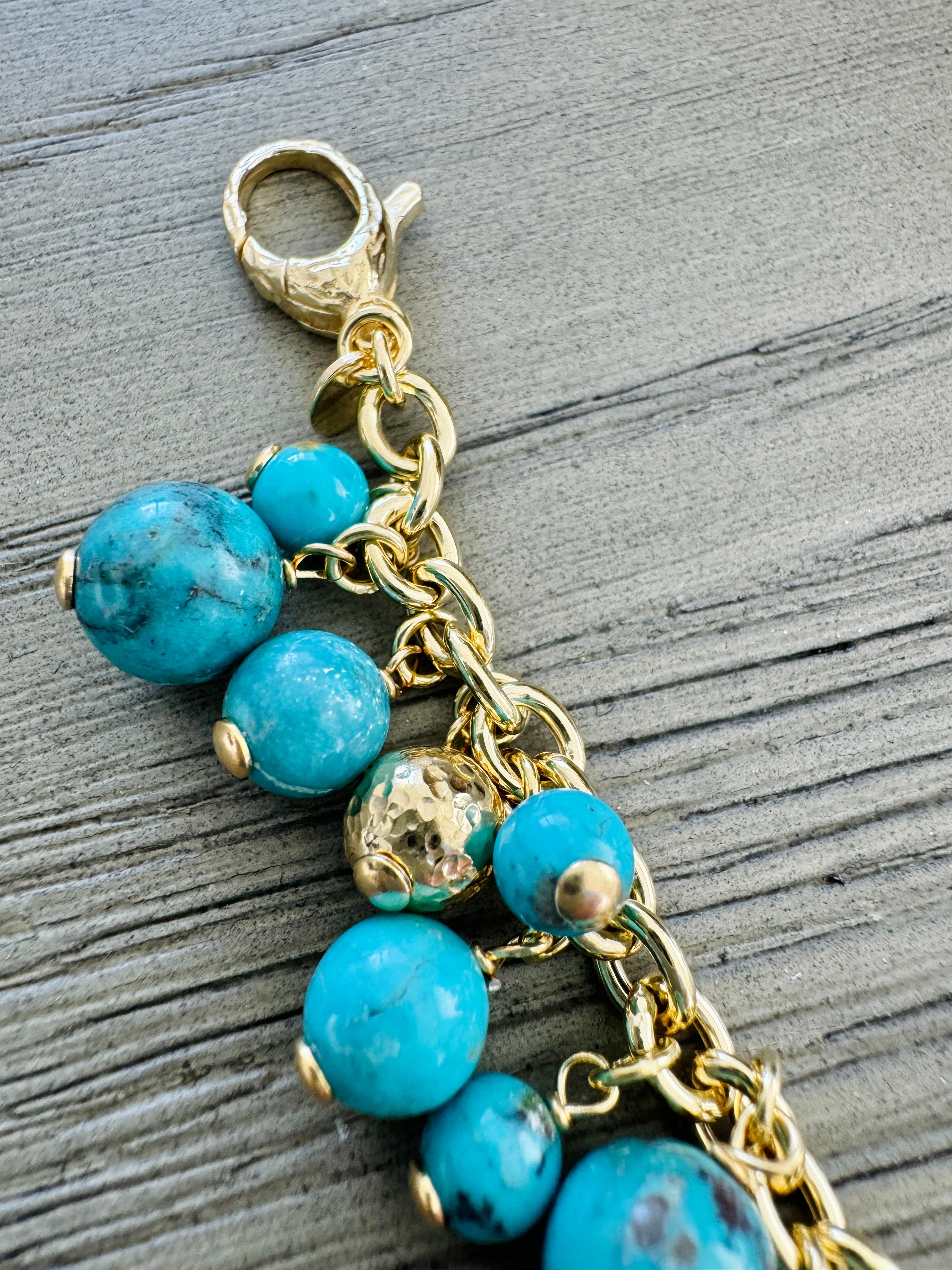 Italian Handmade Turquoise Waterfall Charm Bracelet