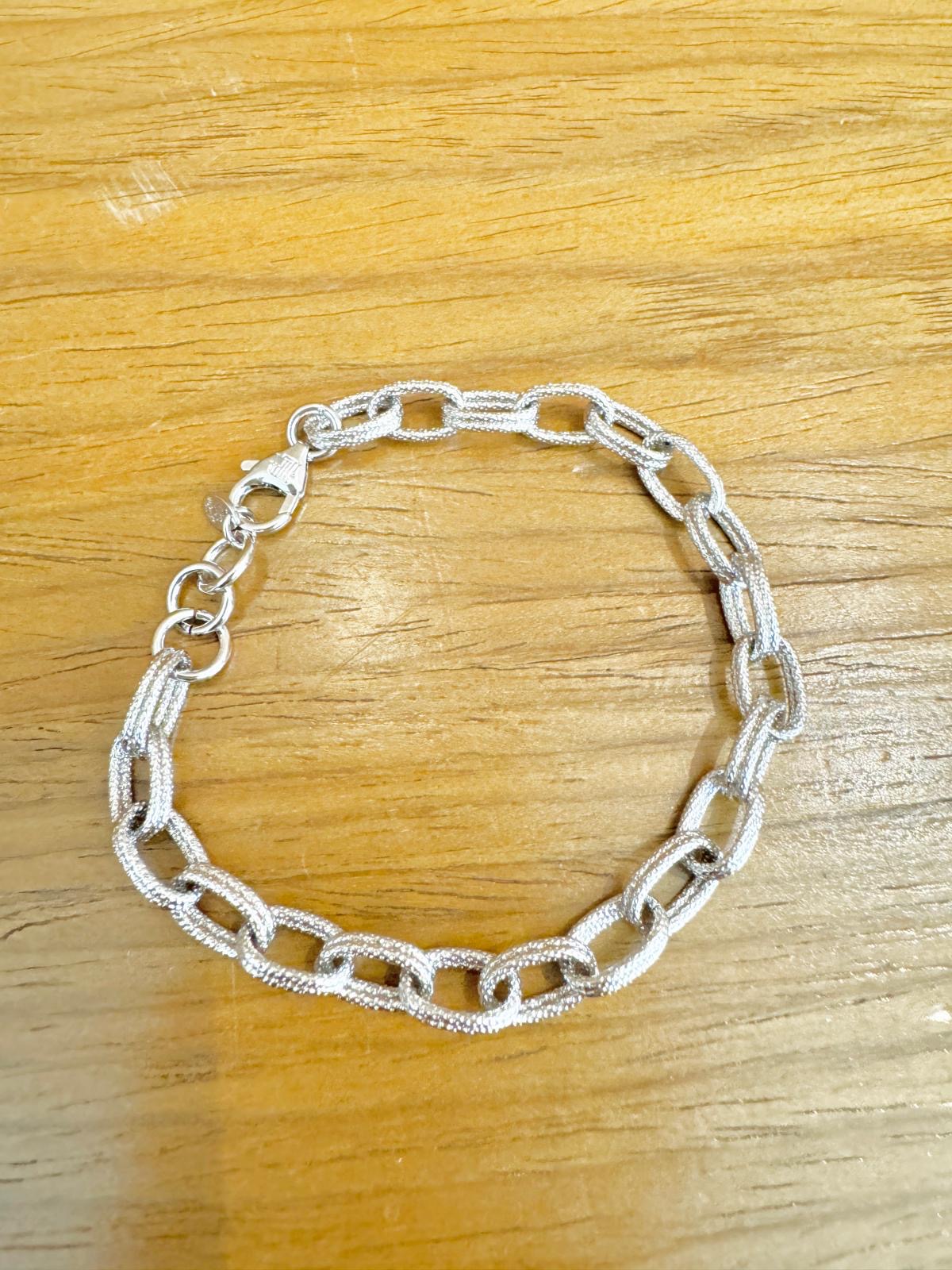 Italian Textured Double Status Link Bracelet