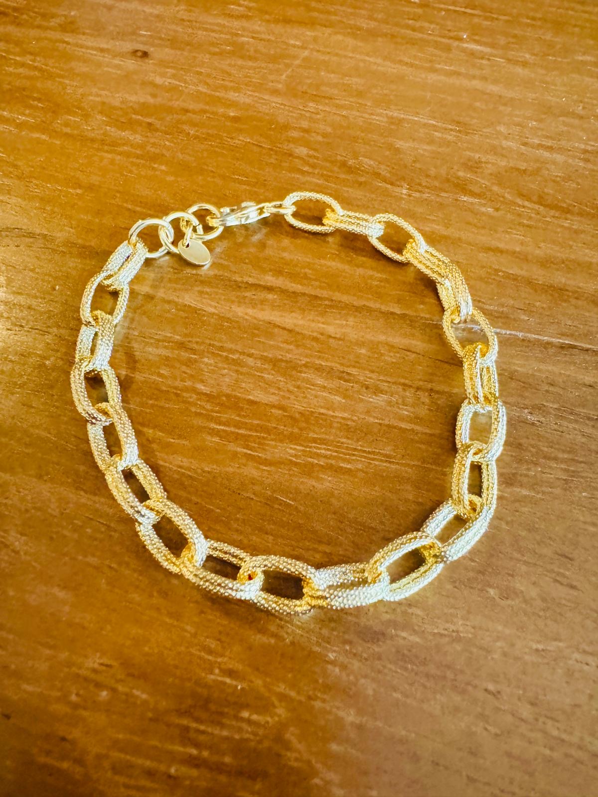 Italian Textured Double Status Link Bracelet