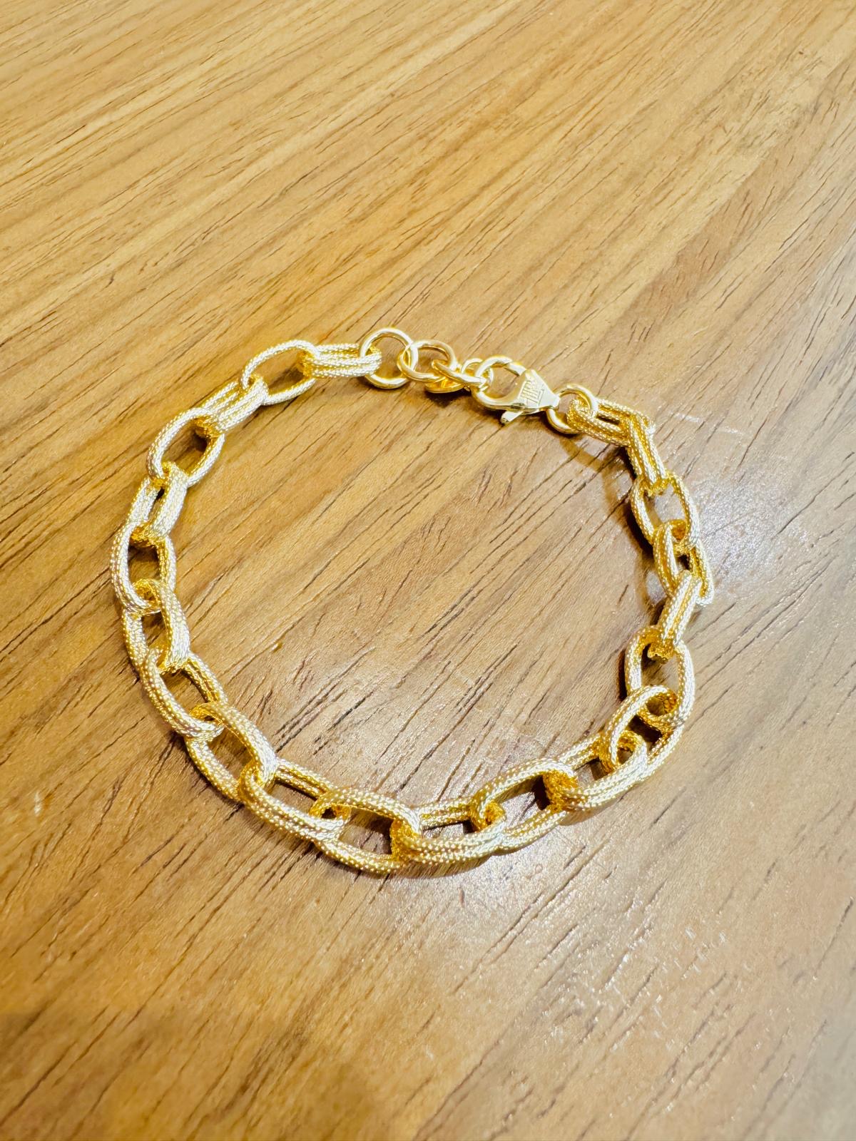 Italian Textured Double Status Link Bracelet